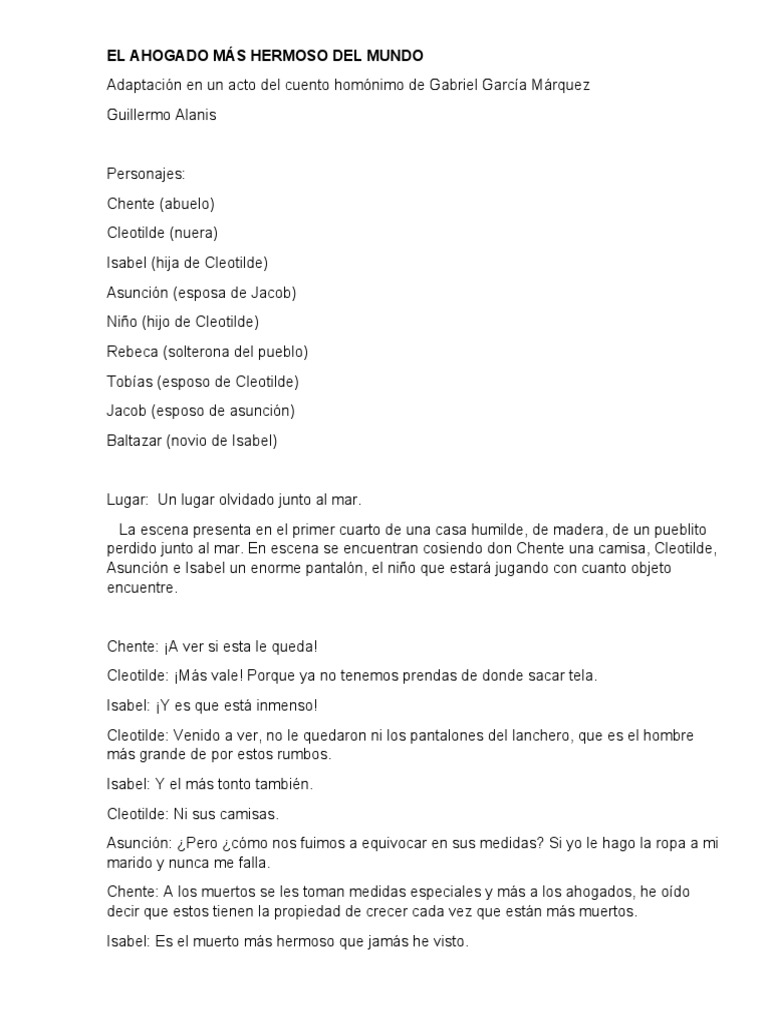 El Ahogado Mas Hermoso Del Mundo | PDF | Jacob | Oración