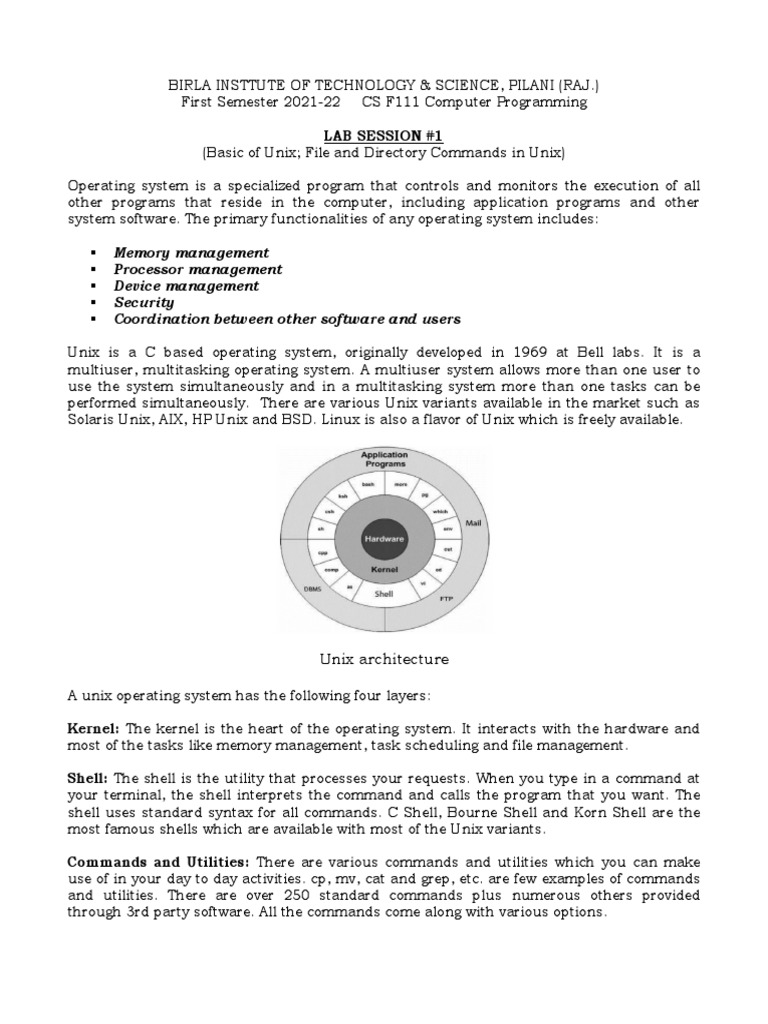 Lab Sheet 1 | PDF | Operating System | Unix