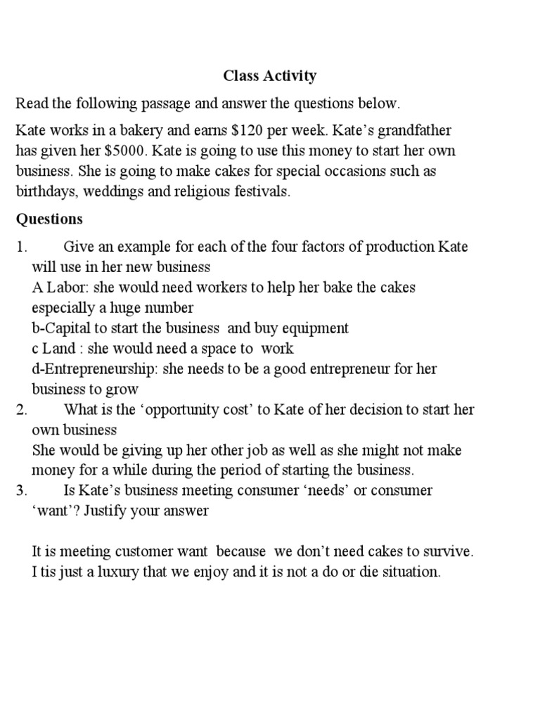 Business Activity Worksheet | PDF