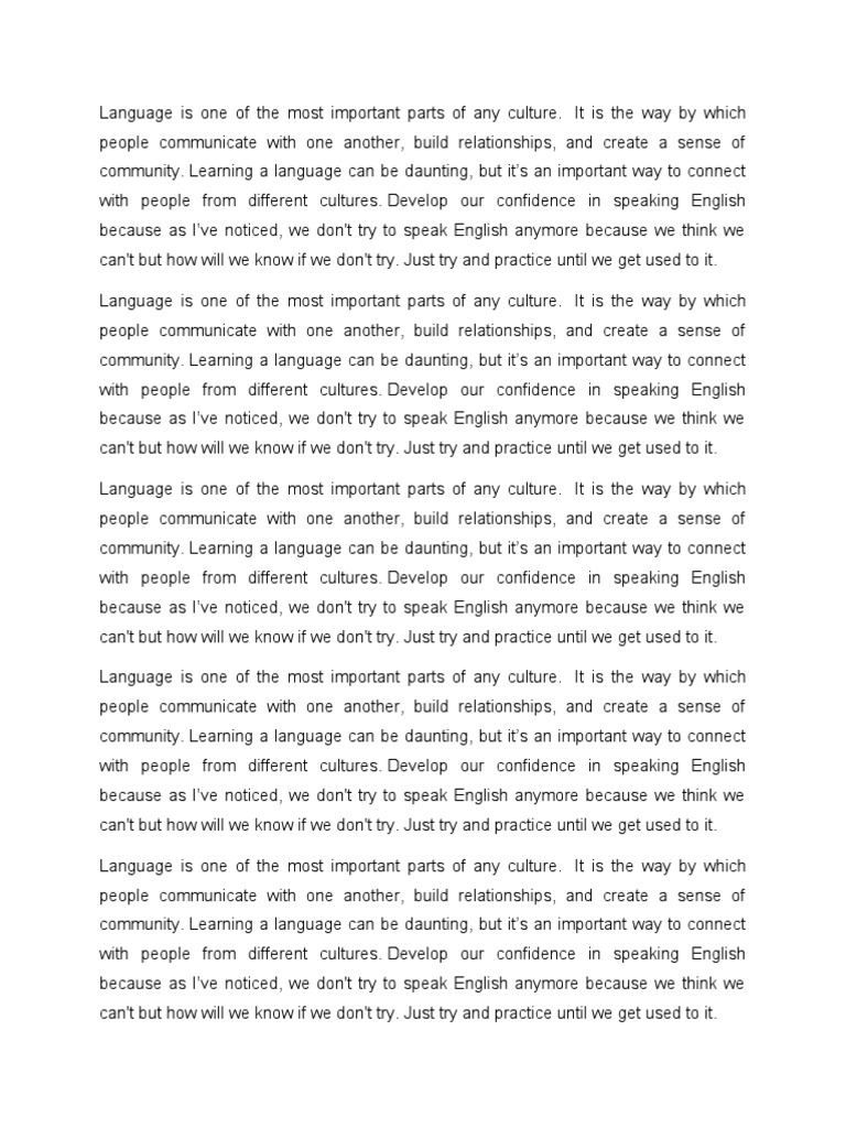 Language Is One of The Most Important Parts of Any Culture | PDF ...