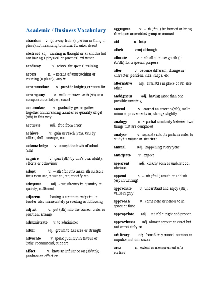 Essential Business Vocabulary Guide | PDF | Reason | Grammatical Gender
