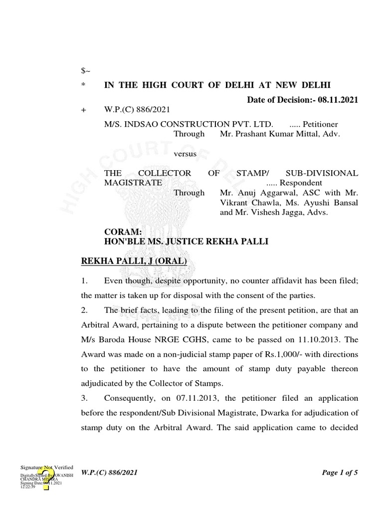 Stamp Duty On Arbitration Award | PDF | Judiciaries | Common Law
