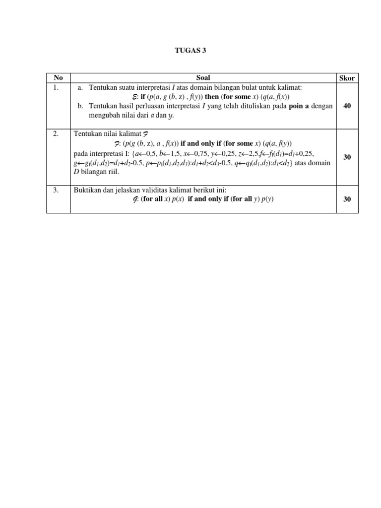 Tugas 3 Logika Informatika MSIM4103 | PDF
