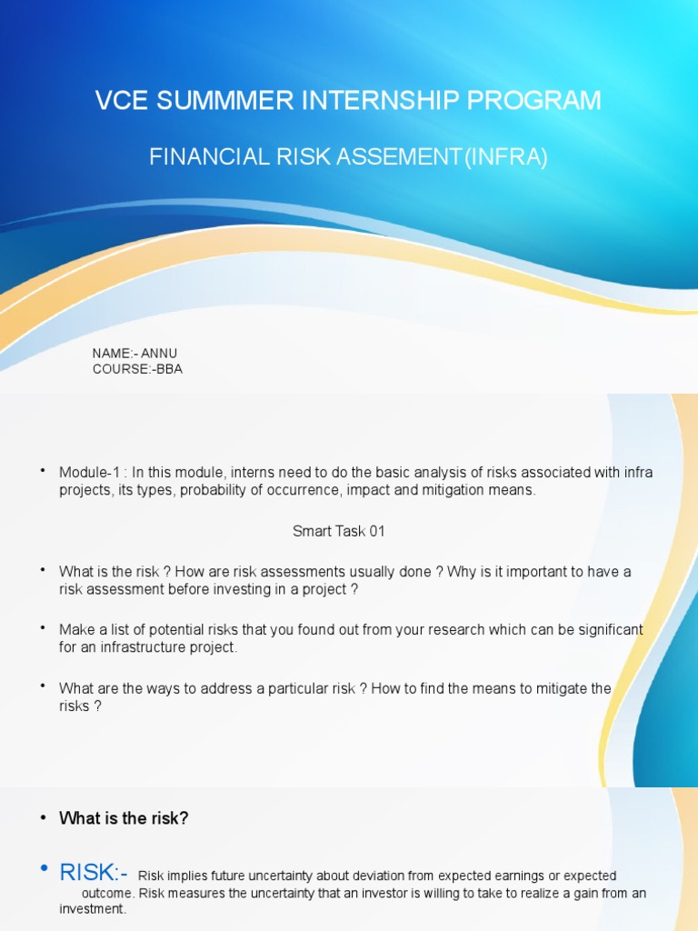 VCE SUMMMER INTERNSHIP PROGRAM (Task-1) | PDF | Risk | Risk Management