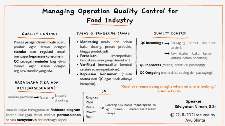 Managing Operation of Quality Control For Food Industry | PDF