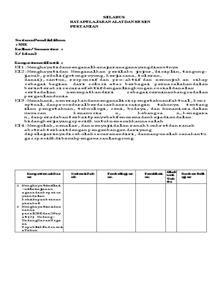15 Silabus Mapel Alsintan Revisi 09092013 | PDF