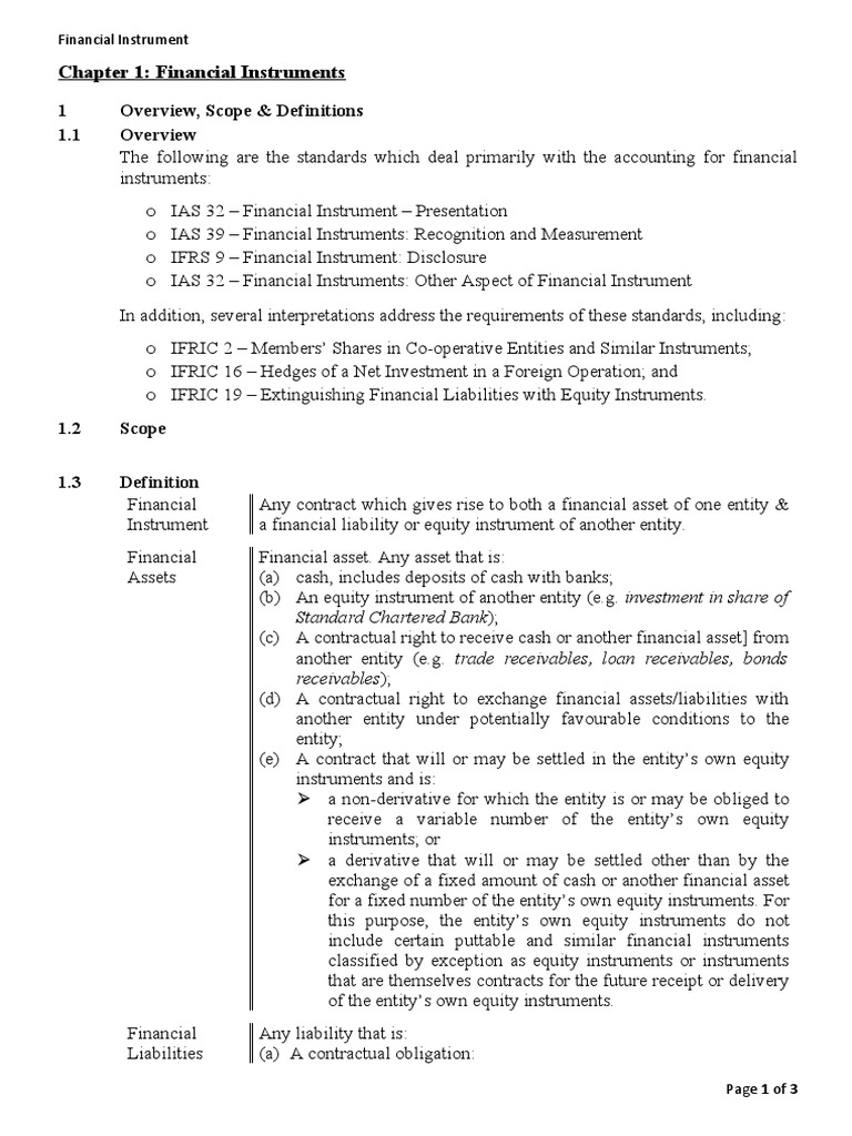 Financial Instrument Notes | PDF | Equity (Finance) | Financial Economics