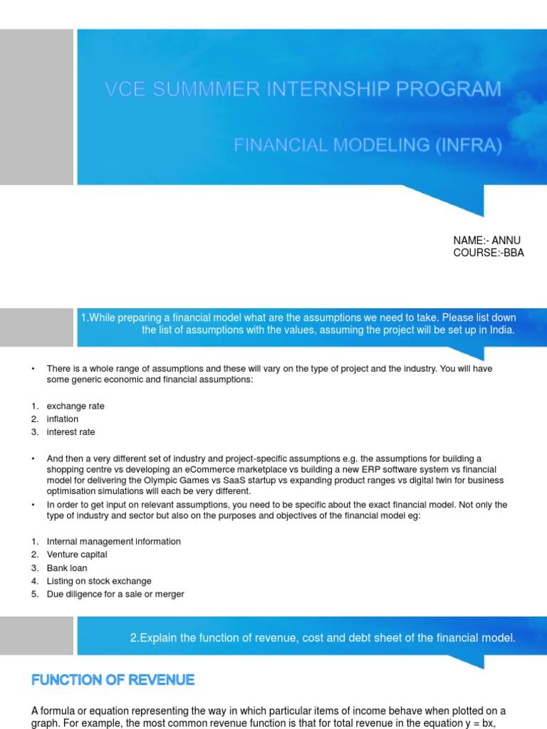 Vce Summmer Internship Program (Financial Modeling) Module-3 | PDF ...