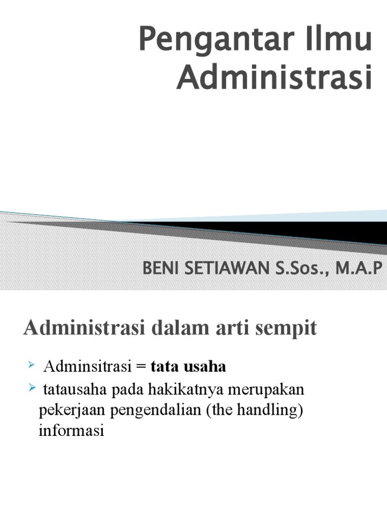 Pengantar Ilmu Administrasi: Beni Setiawan S.Sos., M.A.P | PDF