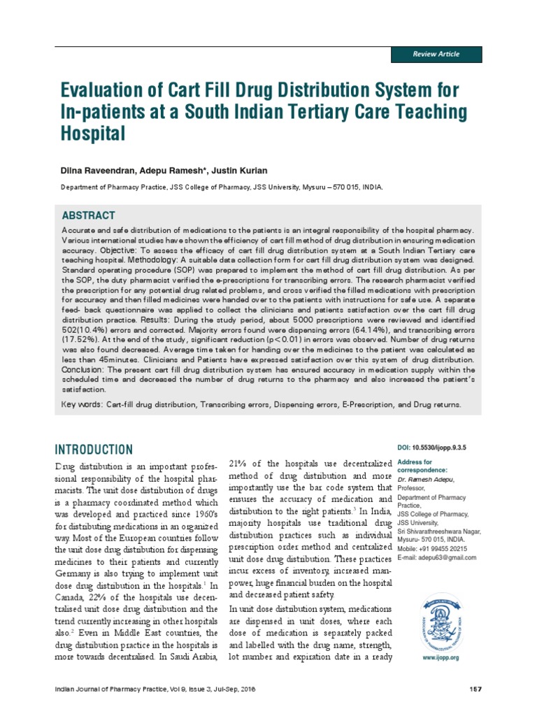 Artikel 3 Evaluation of Cart Fill Drug Distribution System For ...