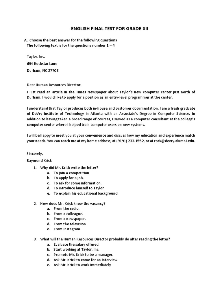 English Final Test Grade Xii | PDF | Coal