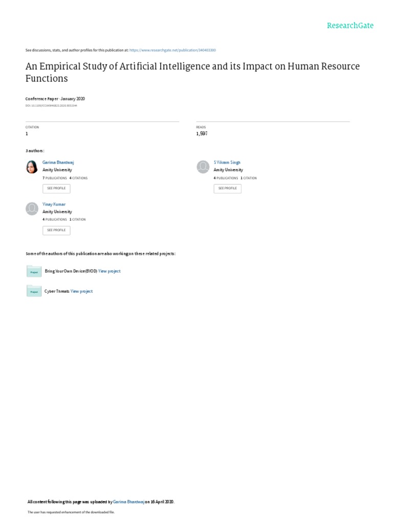 An Empirical Study of Artificial Intelligence and Its Impact On Human ...