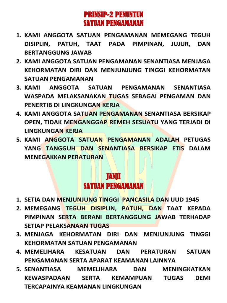 Prinsip Dan Janji Satpam | PDF