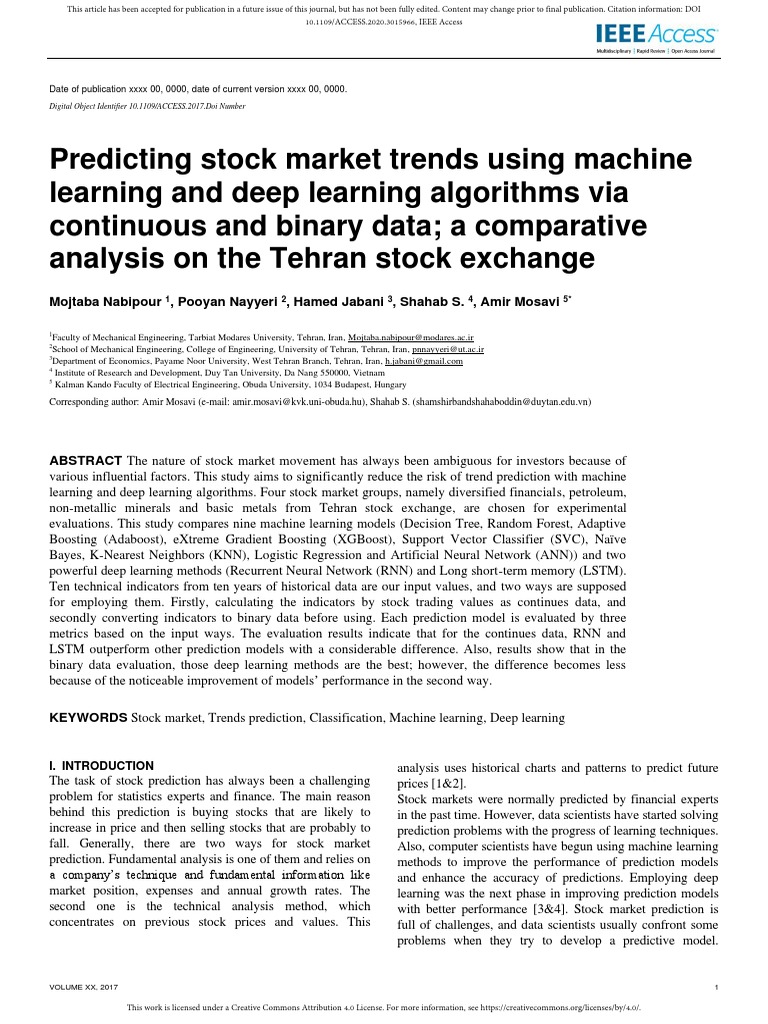 Predicting Stock Market Trends | PDF | Machine Learning | Regression ...