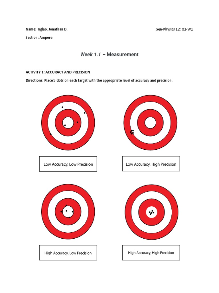 Accuracy and Precision in Physics Activities | PDF | Accuracy And ...