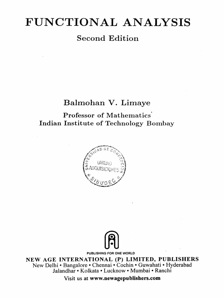 B V Limaye Functional Analysis | PDF