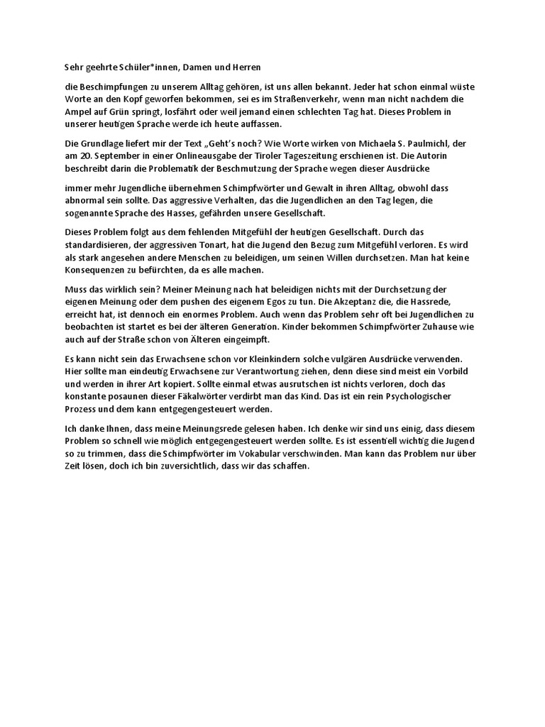 Meinungsrede Gute Einleitung _ Rede schreiben: Aufbau, 3 Beispiele + 9 ...