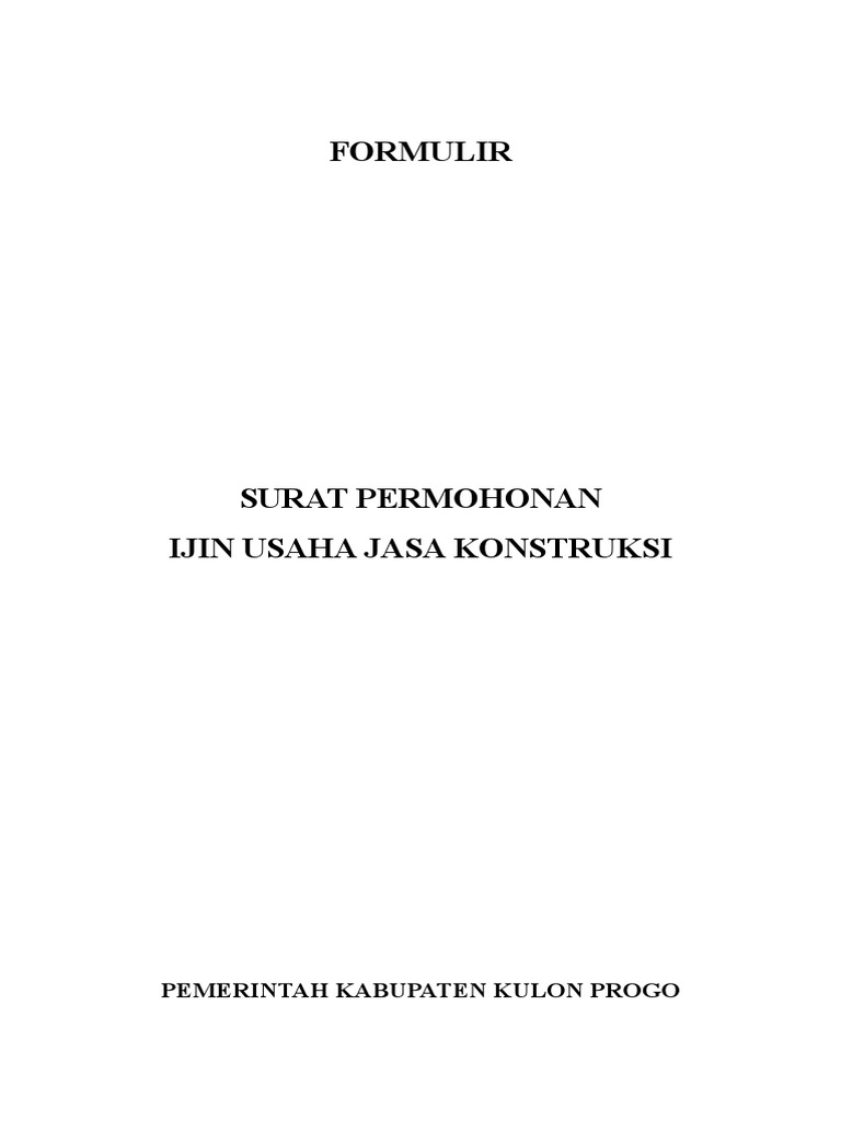 FORM - Ijin Usaha Jasa Konstruksi (IUJK) | PDF