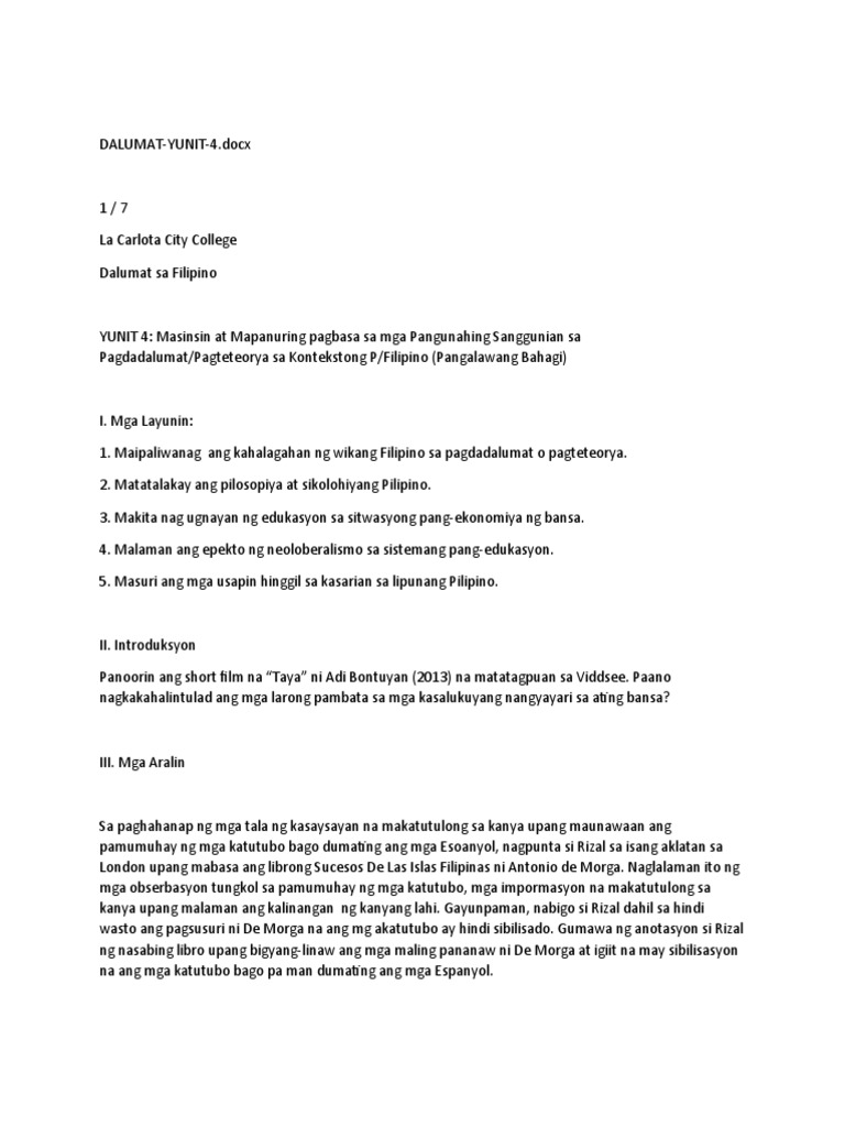 Dalumat Yunit 4 | PDF