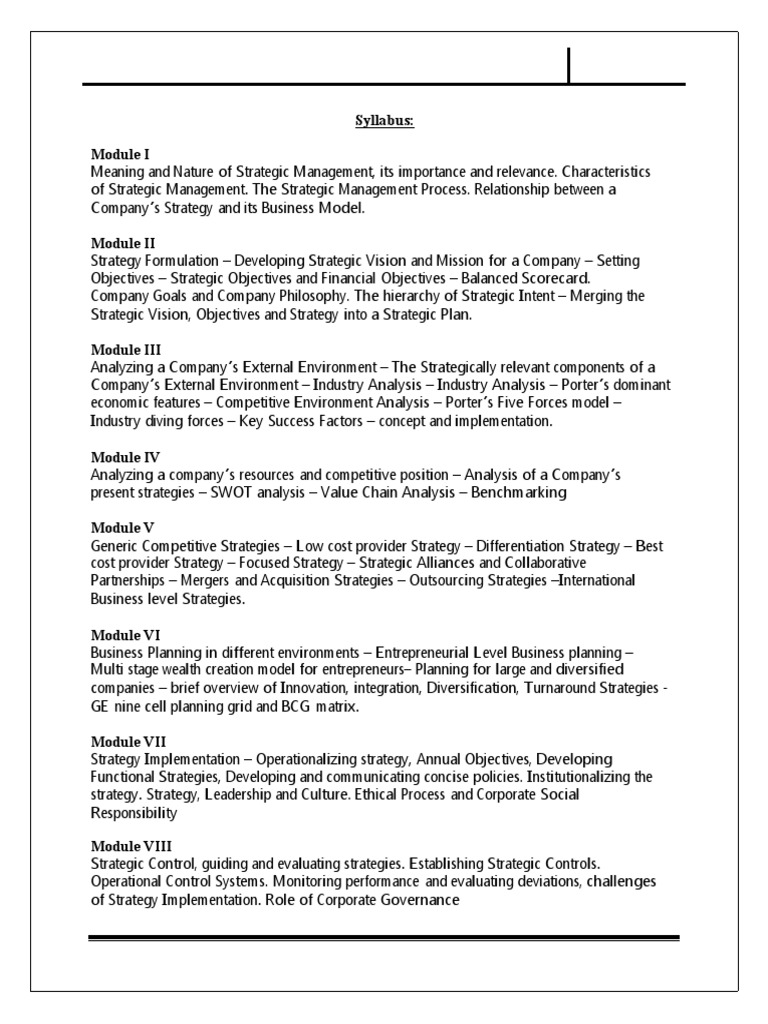 Mba III Strategic Management (10mba31) Notes (Repaired) | PDF ...