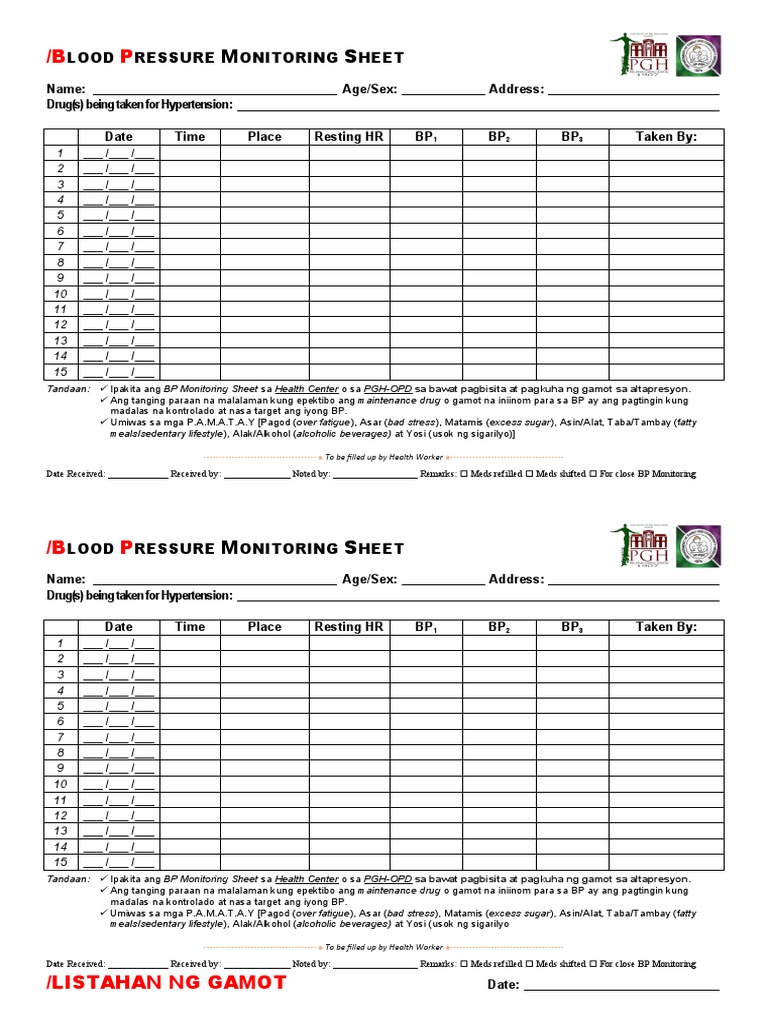 BP Monitoring Sheet | PDF