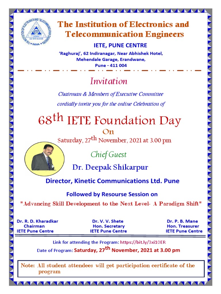 IETE Foundation Day Invitation-1 | PDF