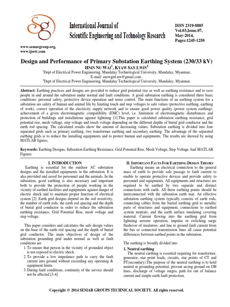 Keywords Earthing Designs Substation Earthing Resistance Grid Potential ...