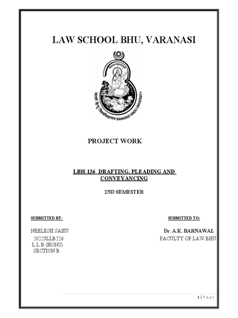 Law School Bhu, Varanasi: Project Work | PDF | Lawsuit | Appeal