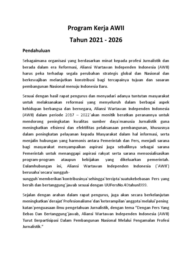 Program Kerja AWII | PDF
