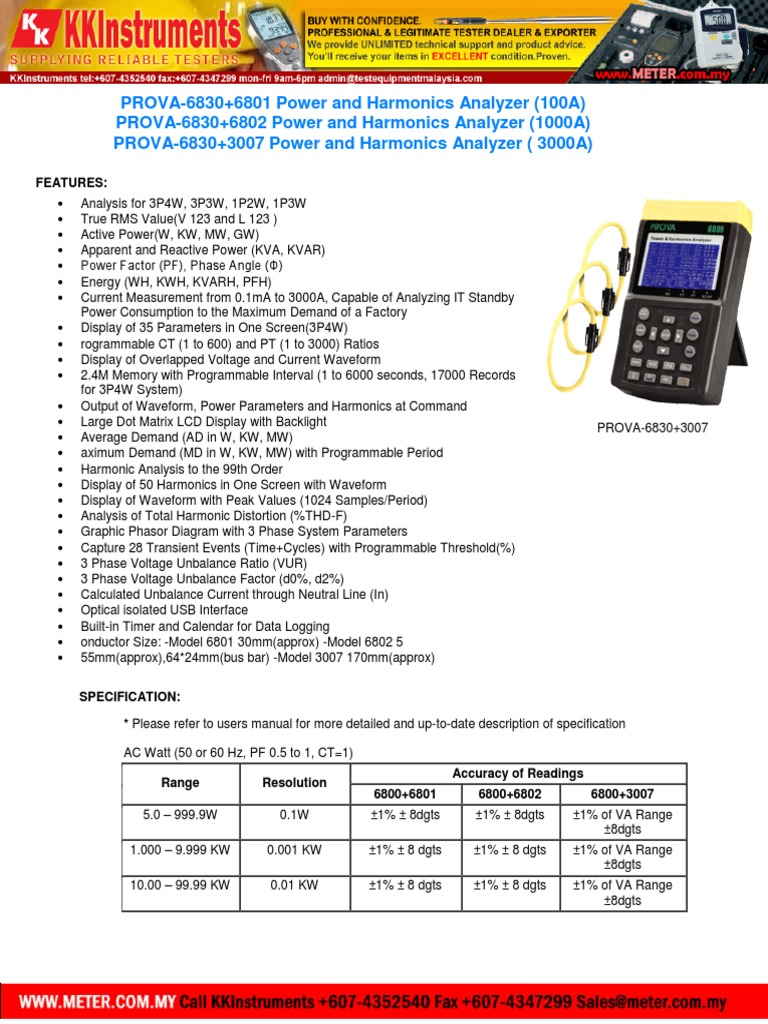 Prova 6830 Power Analyzer Overview | PDF | Electromagnetism | Physical ...