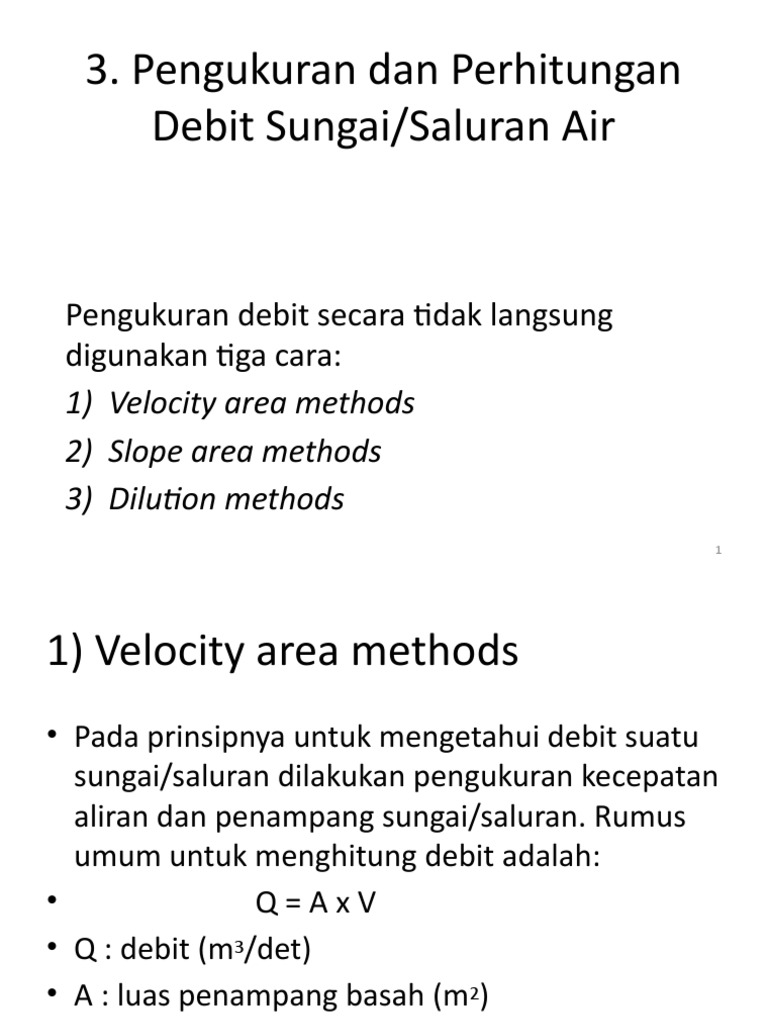 Rumus Pengukuran Debit Aliran Air | PDF