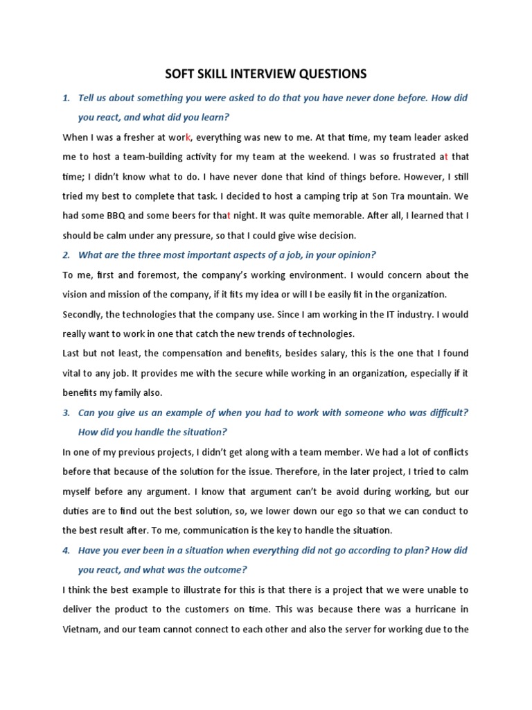 Soft Skills Interview Questions Guide | PDF | Mobile App | Microsoft ...