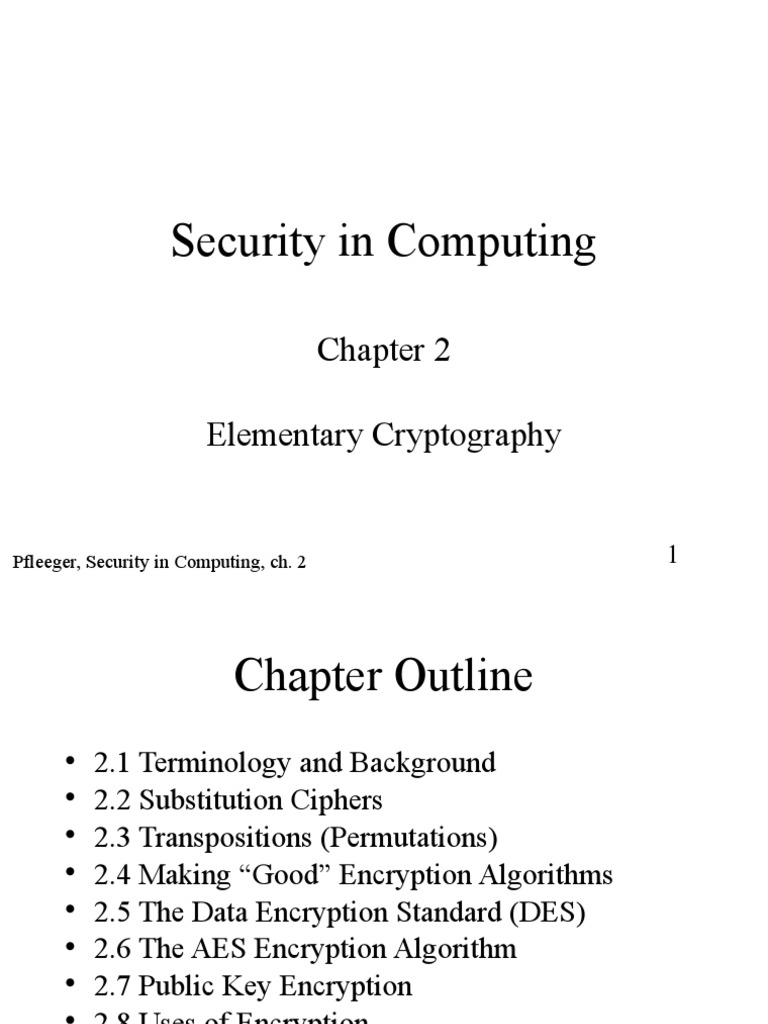 Security in Computing: Elementary Cryptography | PDF | Cryptography ...