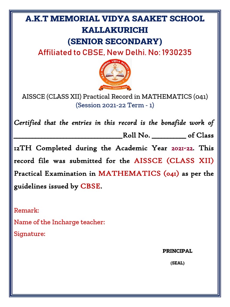 Maths Record Work First Page | PDF