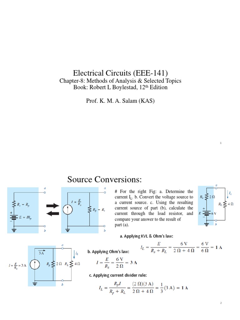 Electrical Circuits (EEE-141) : Source Conversions | PDF | Electrical ...