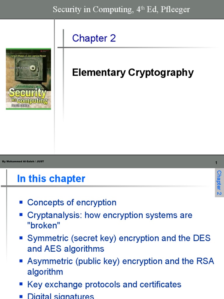 Chapter 2 - Elementary Cryptography | PDF | Cryptography | Cipher