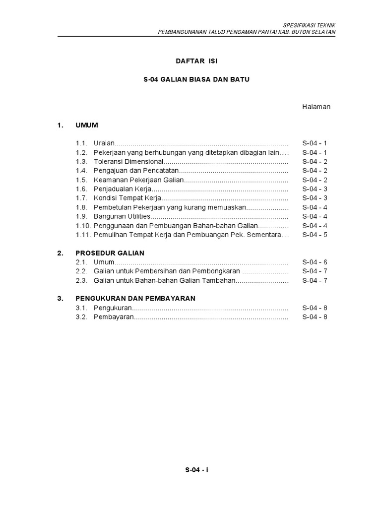 Spesifikasi Talud Pengaman Pantai Buton | PDF