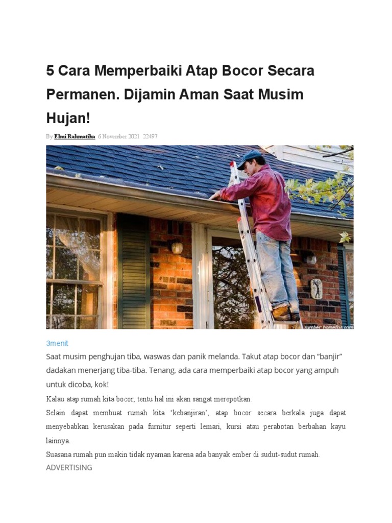 5 Cara Memperbaiki Atap Bocor Secara Permanen | PDF 5 Cara Memperbaiki Atap Bocor Secara Permanen | PDF