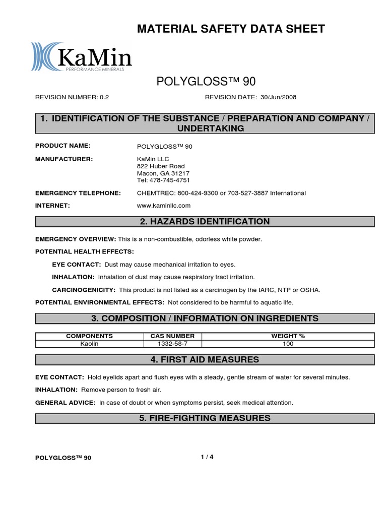 Polygloss™ 90: Material Safety Data Sheet | Download Free PDF ...