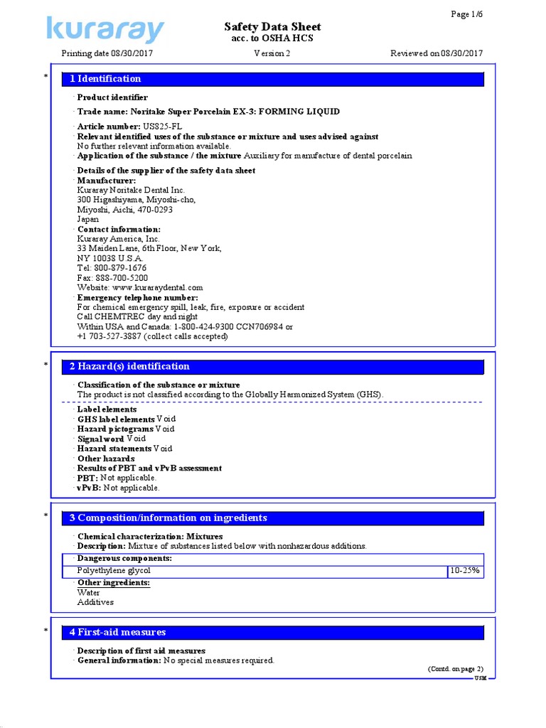 1 Identification: Safety Data Sheet | PDF | Dangerous Goods | Nature