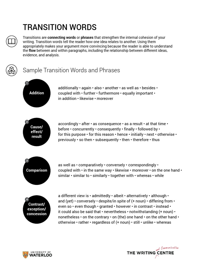 Sample Transition Words and Phrases | PDF | Quantitative Research ...