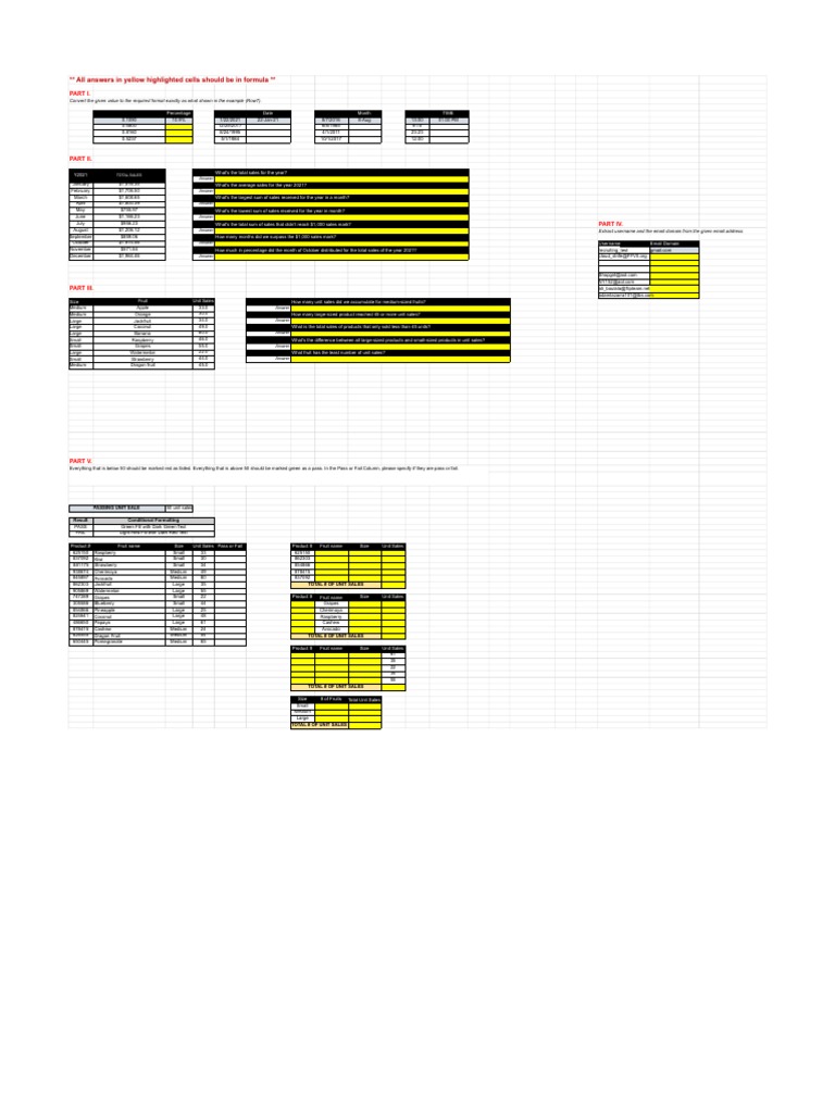 Template - EXCEL EXERCISES | PDF | Edible Fruits | Fruit