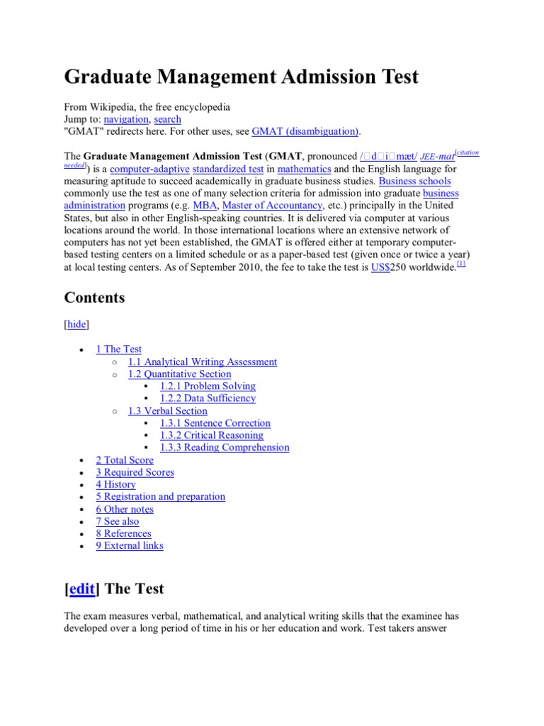 GMAT Practice Questions Overview | PDF | Graduate Management Admission ...