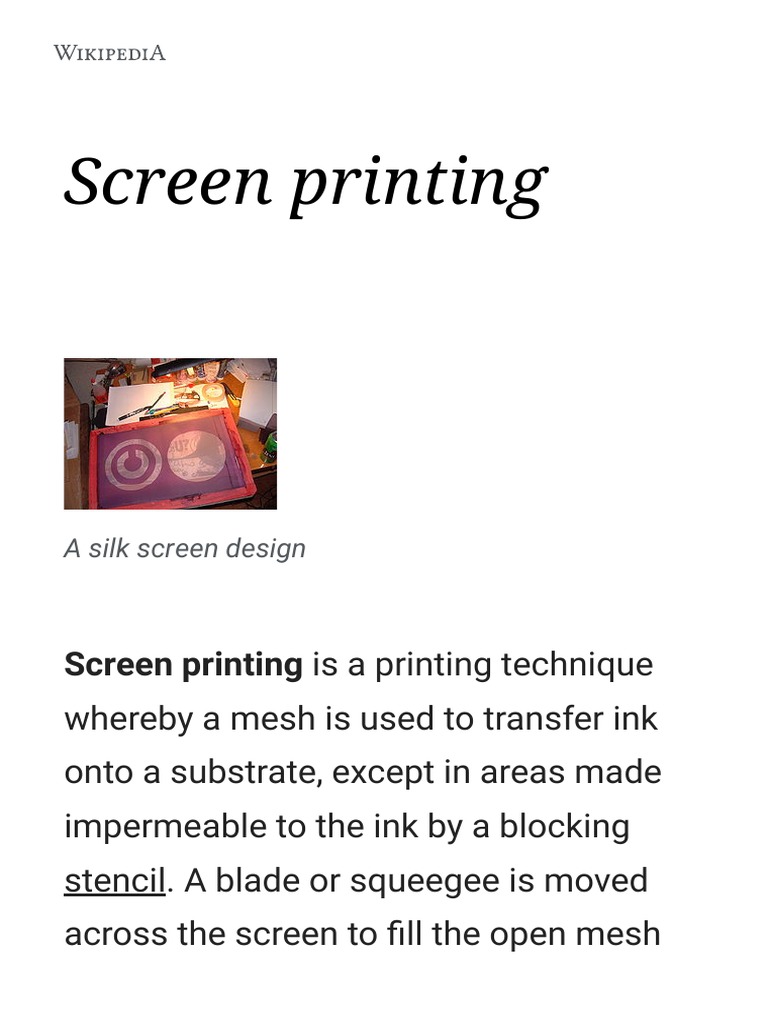 Screen Printing | PDF | Graphic Design | Printing