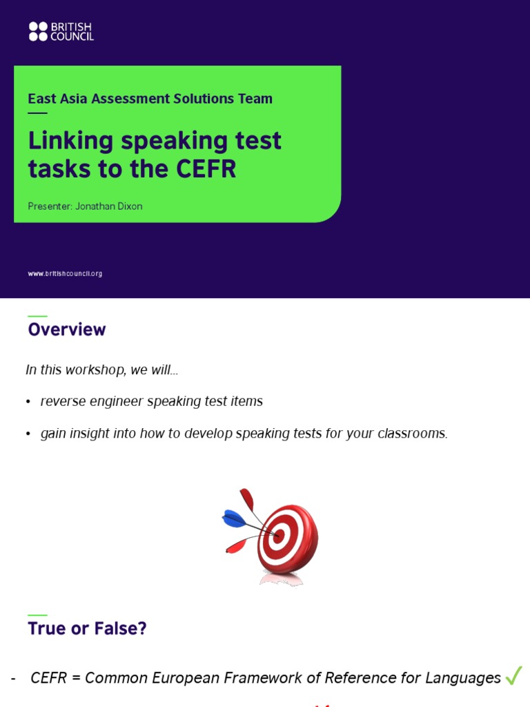 Assessment Workshop - Linking Speaking Test Tasks To CEFR - Ver2 | PDF ...