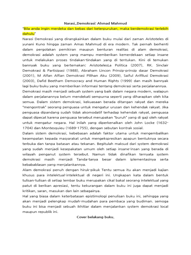 Narasi Demokrasi Amas Mahmud | PDF