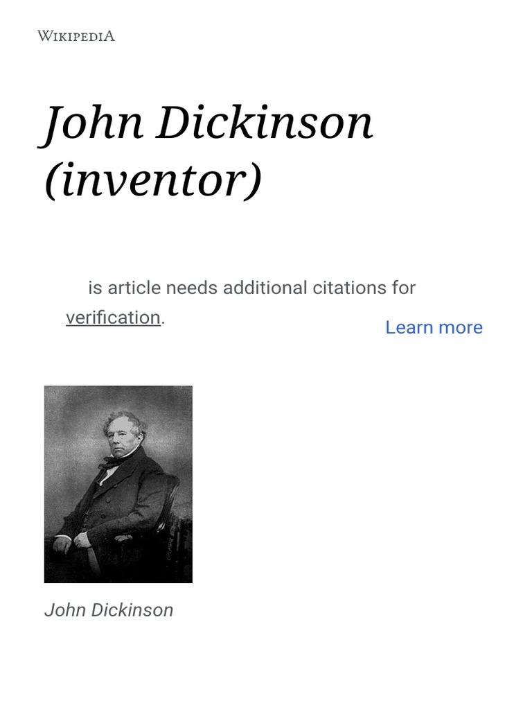 John Dickinson (Inventor) - Wikipedia | PDF | Papermaking | Paper