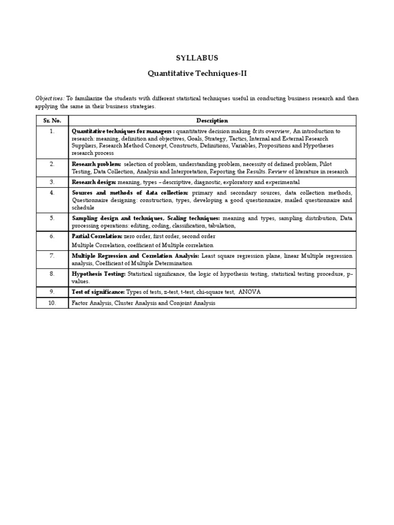 Quantitative Techniques and Methods Notes | PDF | Statistics ...
