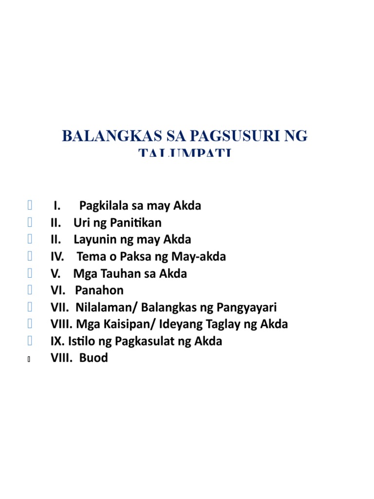 Balangkas Sa Pagsusuri NG Talumpati | PDF