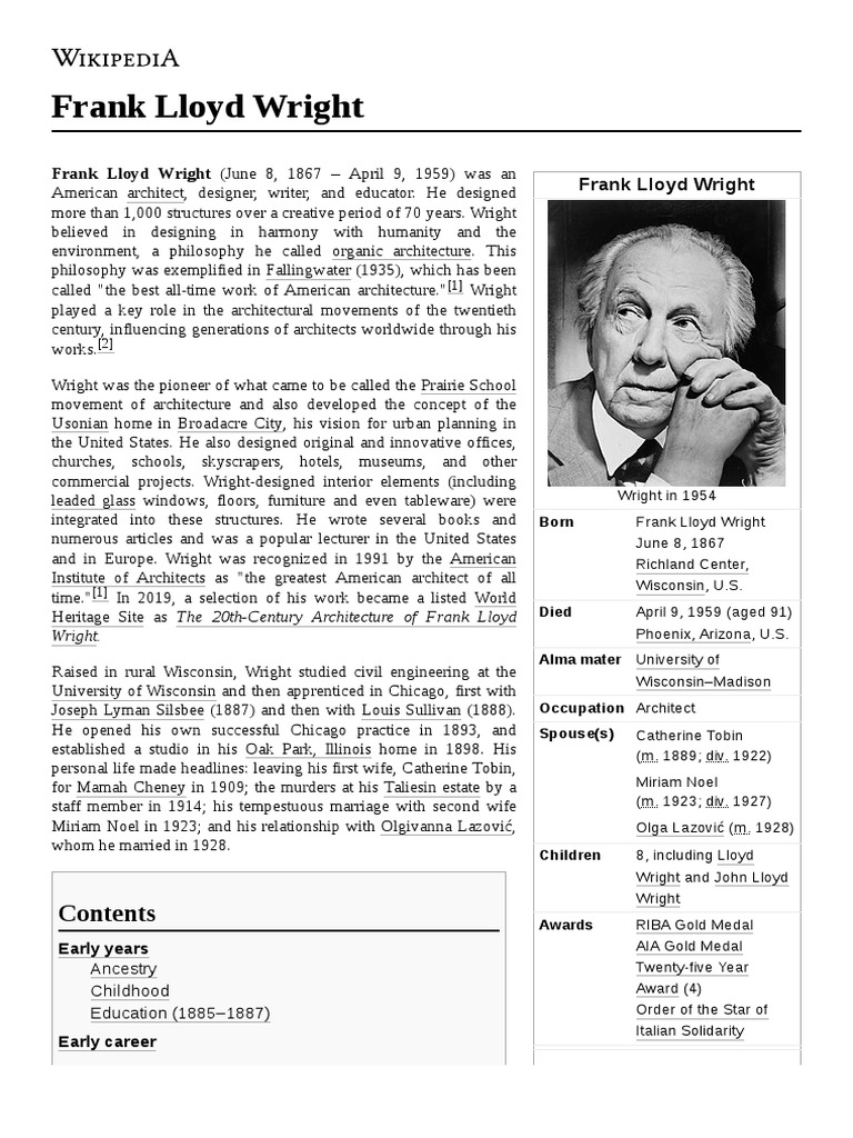 Frank Lloyd Wright | PDF
